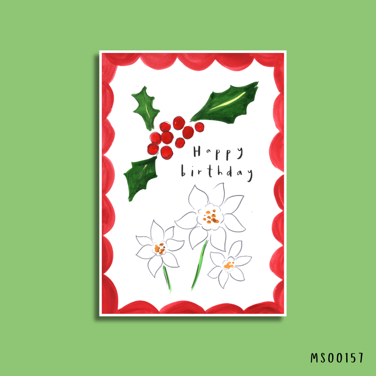 Birthday flowers December - Greetings card - Murphys Print Store