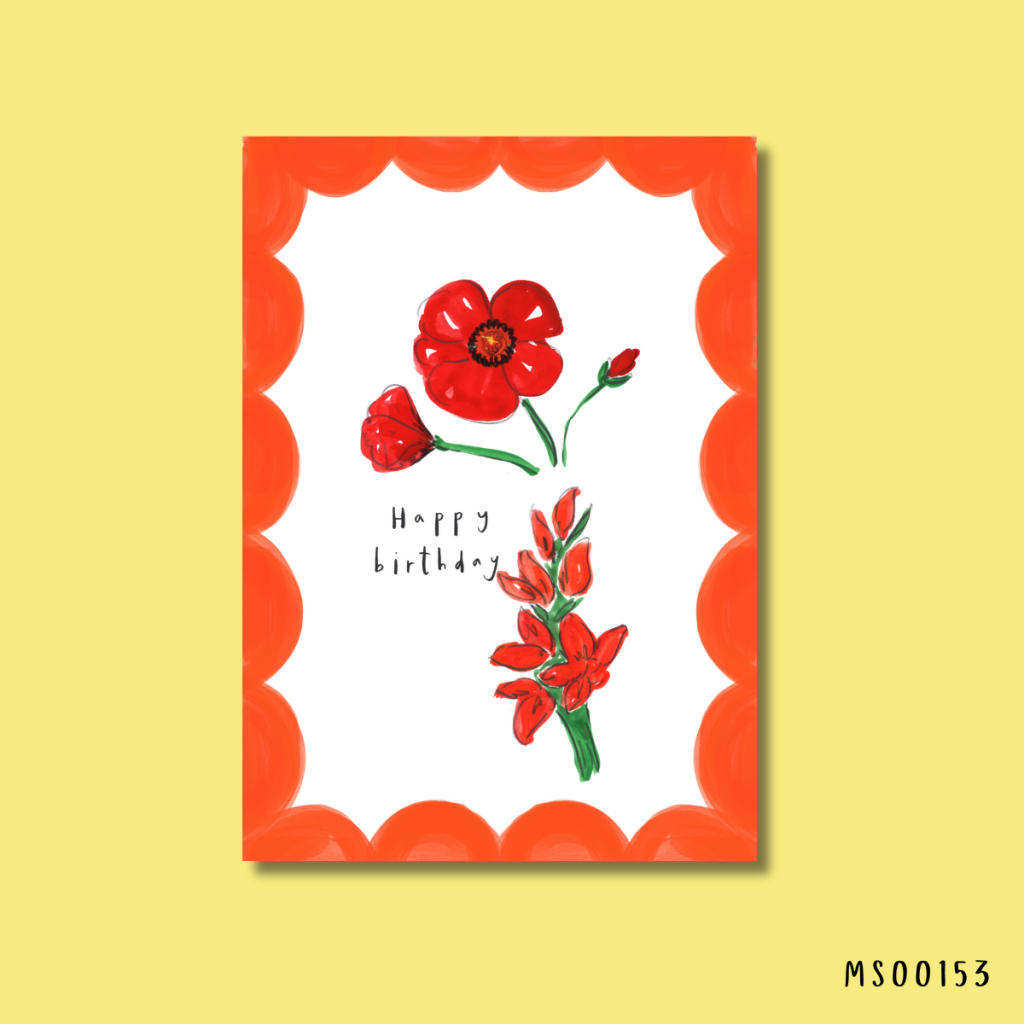 Birthday flowers August – Greetings card – Murphys Print Store