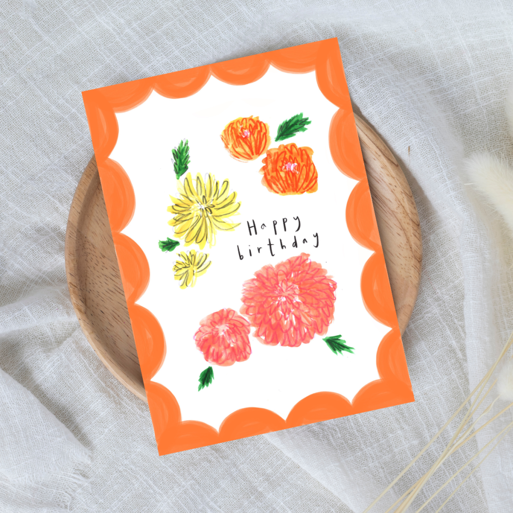 Birthday flowers November – Greetings card – Murphys Print Store