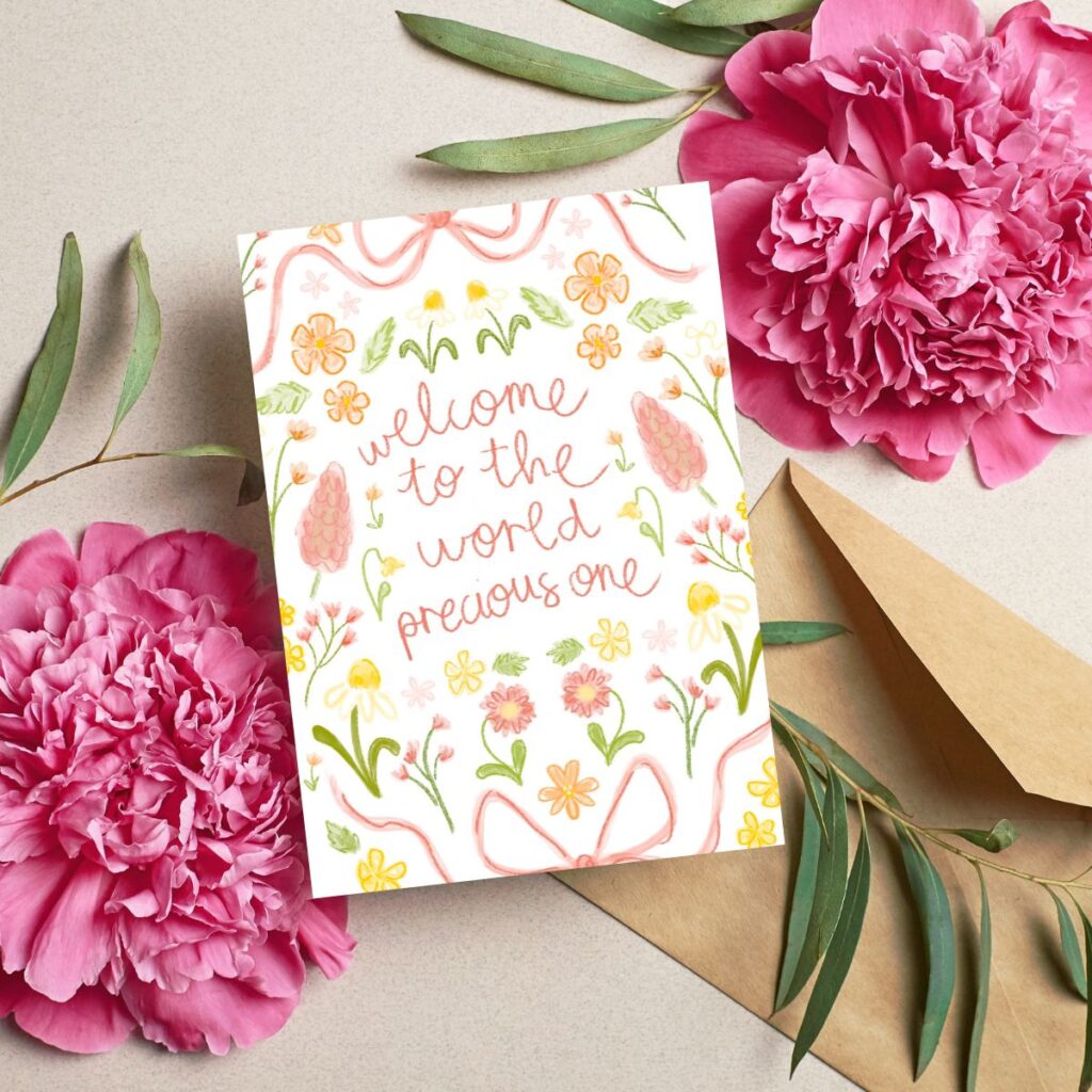 Welcome precious one baby card – Murphys Print Store